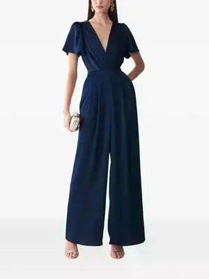 ST MRLO Imani V-neck Pleated Jumpsuit - Blue