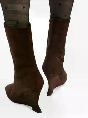 Balmain Wedge Ankle Boots In Suede