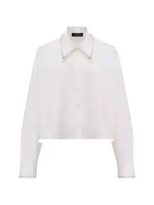 Fabiana Filippi Monili-embellished Cropped Shirt - White