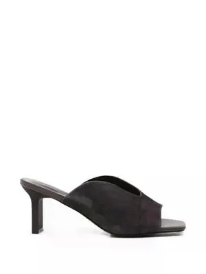 SERGIO MORETTI FIRENZE Suede Square-toe Sandals - Grey