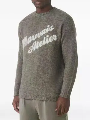 MAUVAIS Logo-intarsia Brushed-knit Sweater - Grey