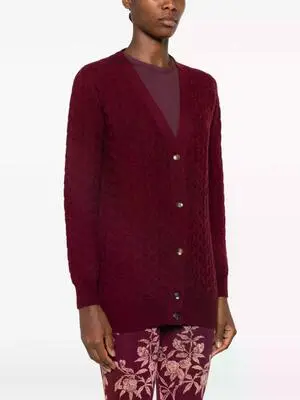 Etro Burgundy Paisley Jacquard Button-up Cardigan