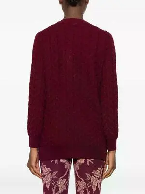 Etro Burgundy Paisley Jacquard Button-up Cardigan