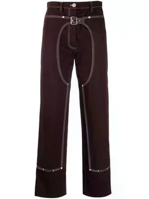 Stella McCartney Contrast-stitch Straight-leg Trousers - Brown