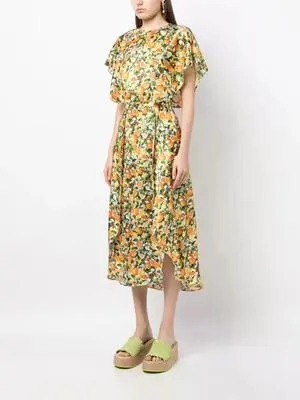Stella McCartney Printed Silk Short Sleeve Dress