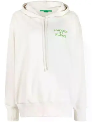 Stella McCartney Slogan-print Drawstring Cotton Hoodie - Neutrals