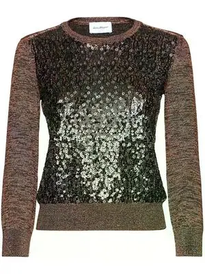 FERRAGAMO Sequin-embellished Crew Neck Jumper - Black