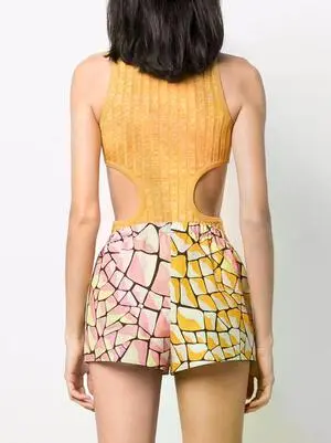 Emilio Pucci Cut-out Silk Bodysuit - Orange