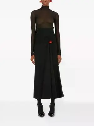FERRAGAMO Gemstone-detail A-line Wool Skirt - Black