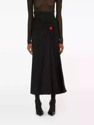FERRAGAMO A-line Wool Skirt With Gemstone Detail