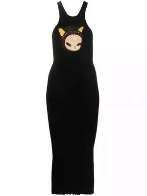 Stella McCartney Nara Crochet-detail Midi Dress - Black