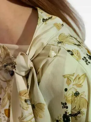 Isabel Marant Étoile Floral-print Tie-neck Top - Neutrals