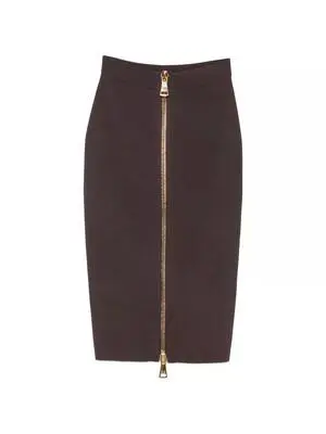 Elisabetta Franchi Front-zip Pencil Midi Skirt - Brown