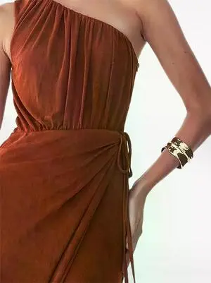 BWLDR One-shoulder Wrap-style Maxi Dress