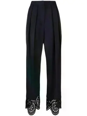 Stella McCartney Broderie Anglaise-trimmed Trousers - Blue