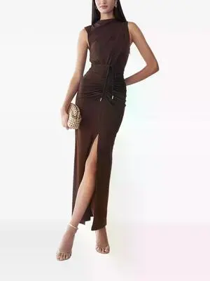 BWLDR Ruched Sleeveless Maxi Dress - Brown