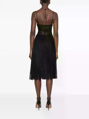 Elisabetta Franchi Lace Panelled Pleated Midi Dress