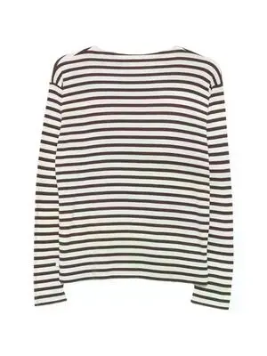 Closed Horizontal-stripe Long-sleeve T-shirt