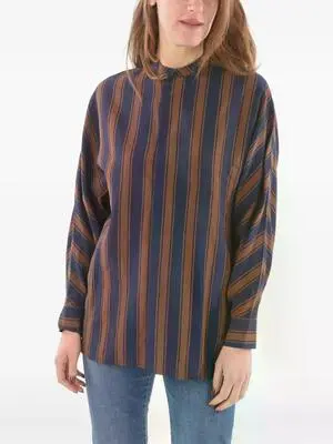 Woolrich Scully Collarless Striped Shirt - Blue