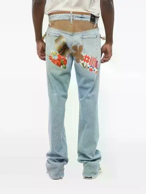 Dsquared2 Fringe Detail Patchwork Jeans