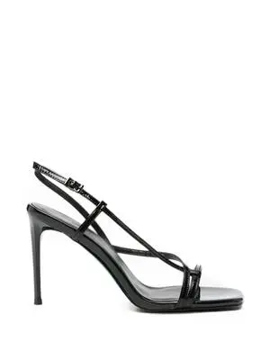 SERGIO MORETTI FIRENZE Strappy Patent-finish Sandals - Black
