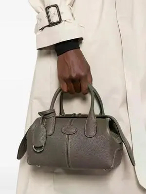 TOD'S Logo Patch Pebbled Leather Tote Bag