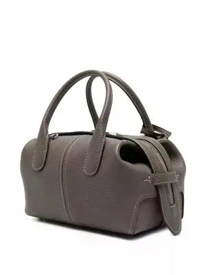 TOD'S Logo Patch Pebbled Leather Tote Bag
