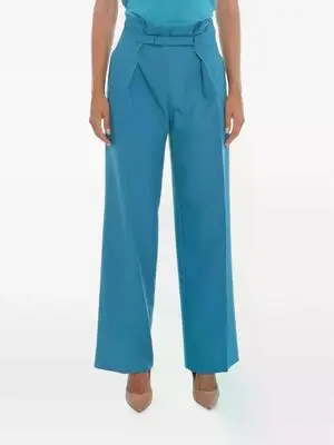 SUPER BLOND Buckle-fastening Pleated Trousers - Blue