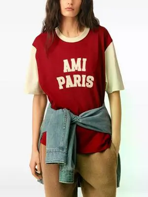 AMI Paris Cotton T-shirt With Embroidery