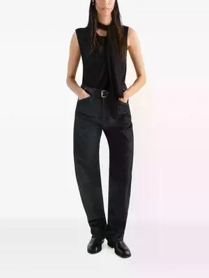 LEMAIRE Asymmetrical Cardigan In Merino Wool Blend - Black