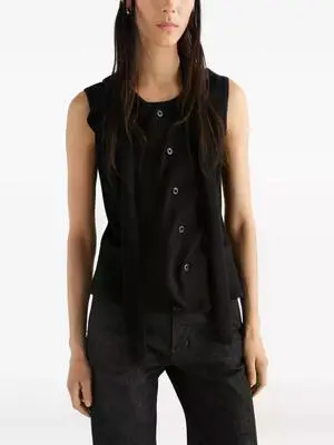 LEMAIRE Asymmetrical Merino Wool Blend Cardigan - Black