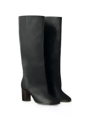LEMAIRE Crease Sleeve Boots In Soft Glossy Leather - Black