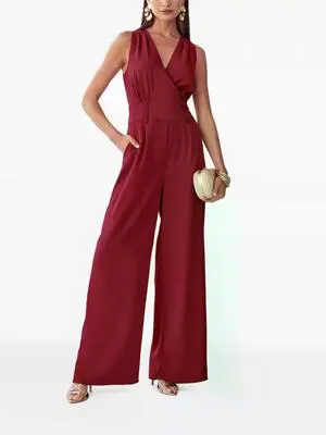 BWLDR Wrap-style Sleeveless Jumpsuit - Red