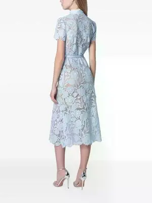 SELF-PORTRAIT Guipure Lace Tie-neck Midi Dress