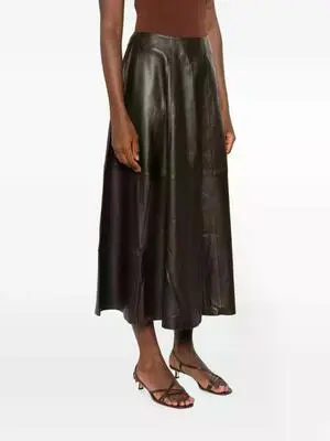 ARMA Paneled Leather Midi Skirt