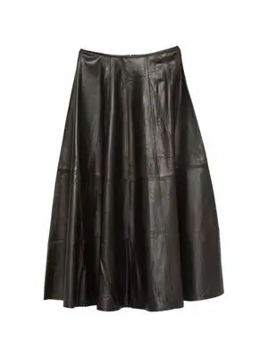 ARMA Paneled Leather Midi Skirt - Brown