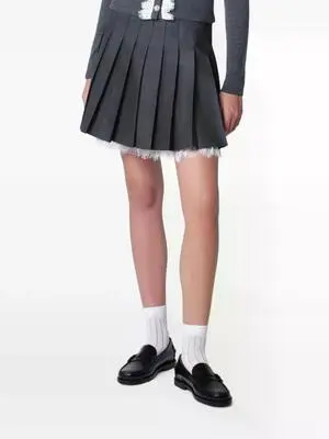 SELF-PORTRAIT Pleated Mini Skirt - Grey