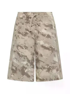 Adidas Abstract-print Logo-embroidered Shorts - Neutrals