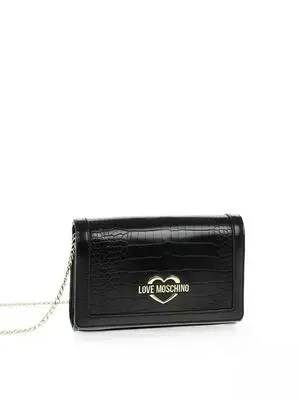 Moschino Crocodile-effect Heart-plaque Shoulder Bag