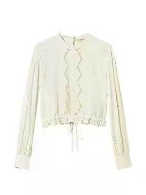 TWINSET Crêpe Blouse With Floral Embroidery - Neutrals