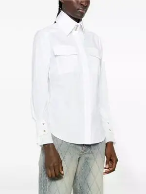 Elisabetta Franchi White Shirt With Gold-tone Logo Buttons