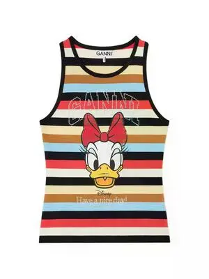 GANNI Striped Disney Print Sleeveless Top - Black