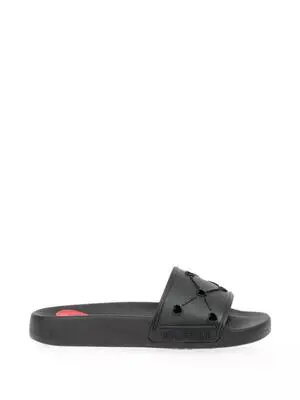 Moschino Heart-motif Slides - Black