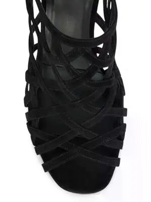 Balmain Wedge Cage Sandals In Suede