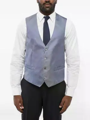 Corneliani Button-down Silk Waistcoat - Blue