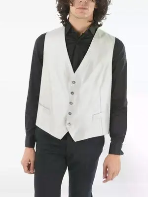 Corneliani Herringbone-pattern Silk Waistcoat - Grey
