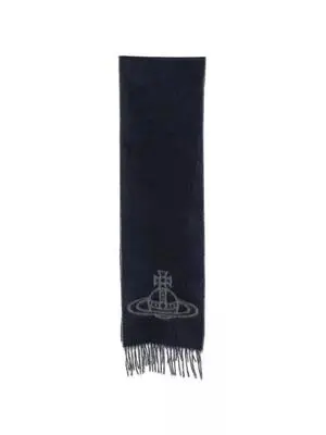 VIVIENNE WESTWOOD Orb-motif Fringed Scarf - Grey