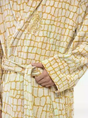 Roberto Cavalli Crocodile-effect Belted Bath Robe