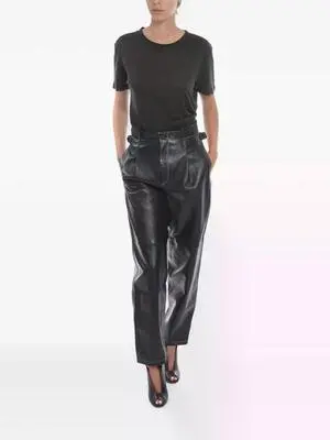 THE MANNEI Shobak Contrast-stitch Leather Trousers