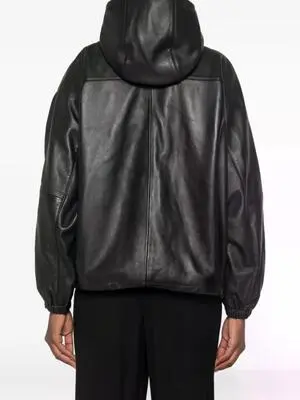 RÓHE Hooded Leather Jacket - Black